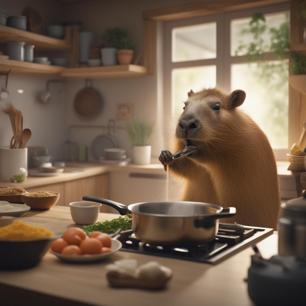 Free capybara cooking AI Image | 10022910