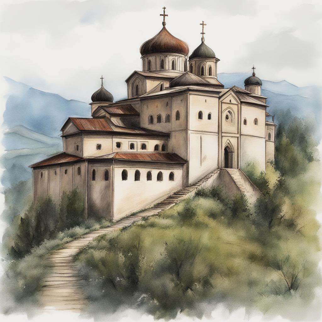 Free monastery drawing AI Image | 10237330