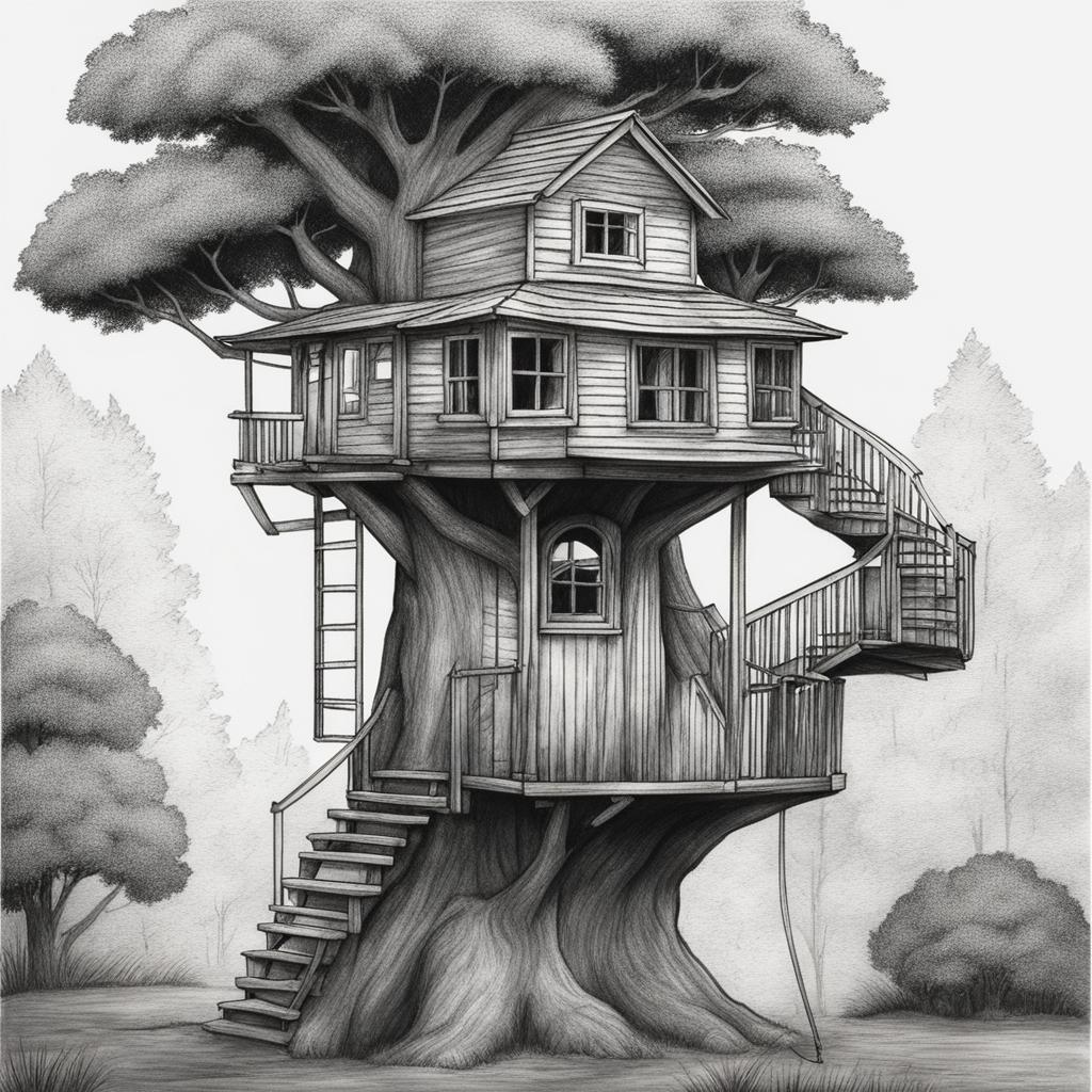 Free treehouse drawing AI Image | 10308536