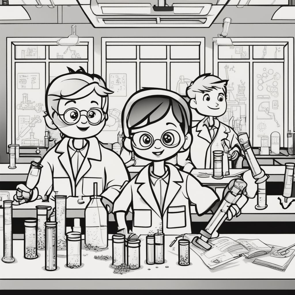 Free science lab coloring page AI Image | 9998684