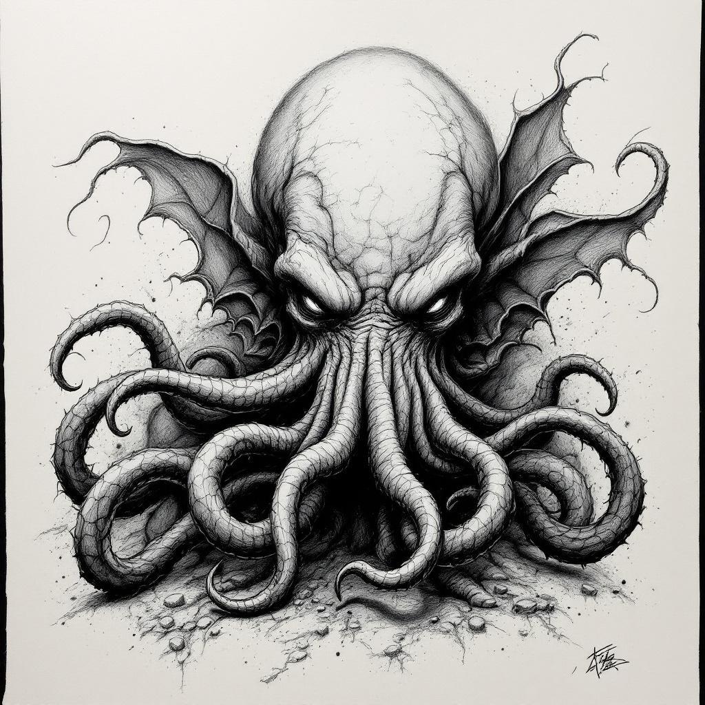 Free cthulhu ink drawing AI Image | 10473041