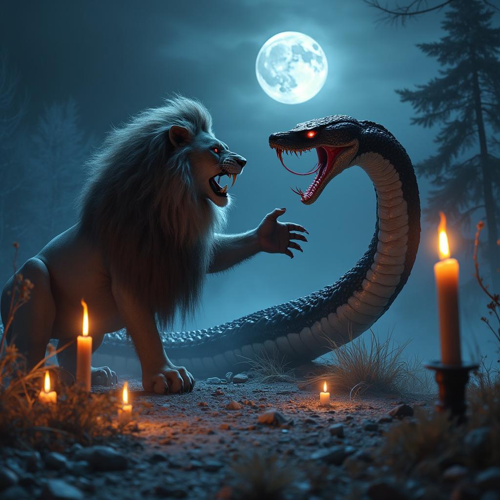 Free lion vs snake AI Image | 10386669