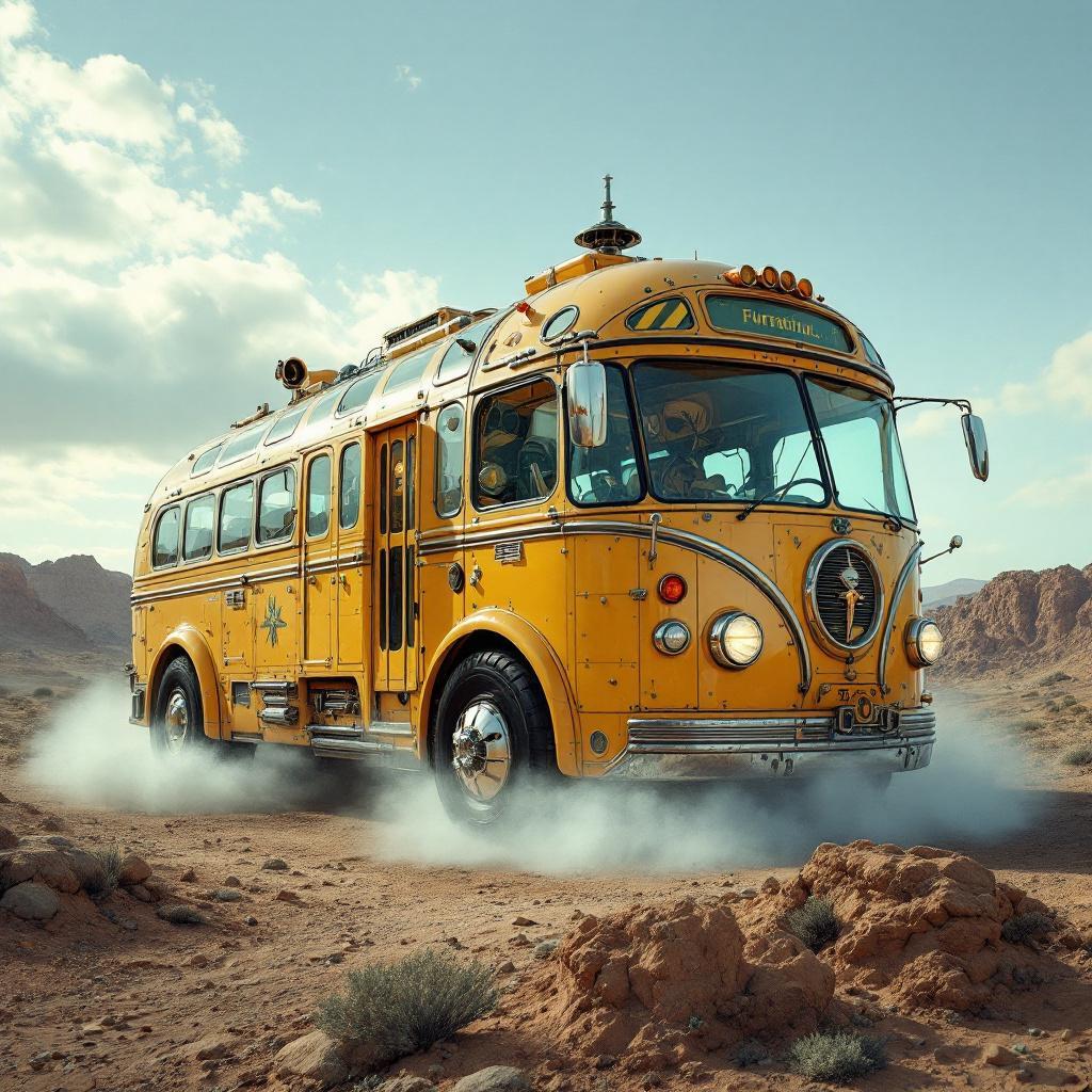 Free retro futuristic bus AI Image | 10495448