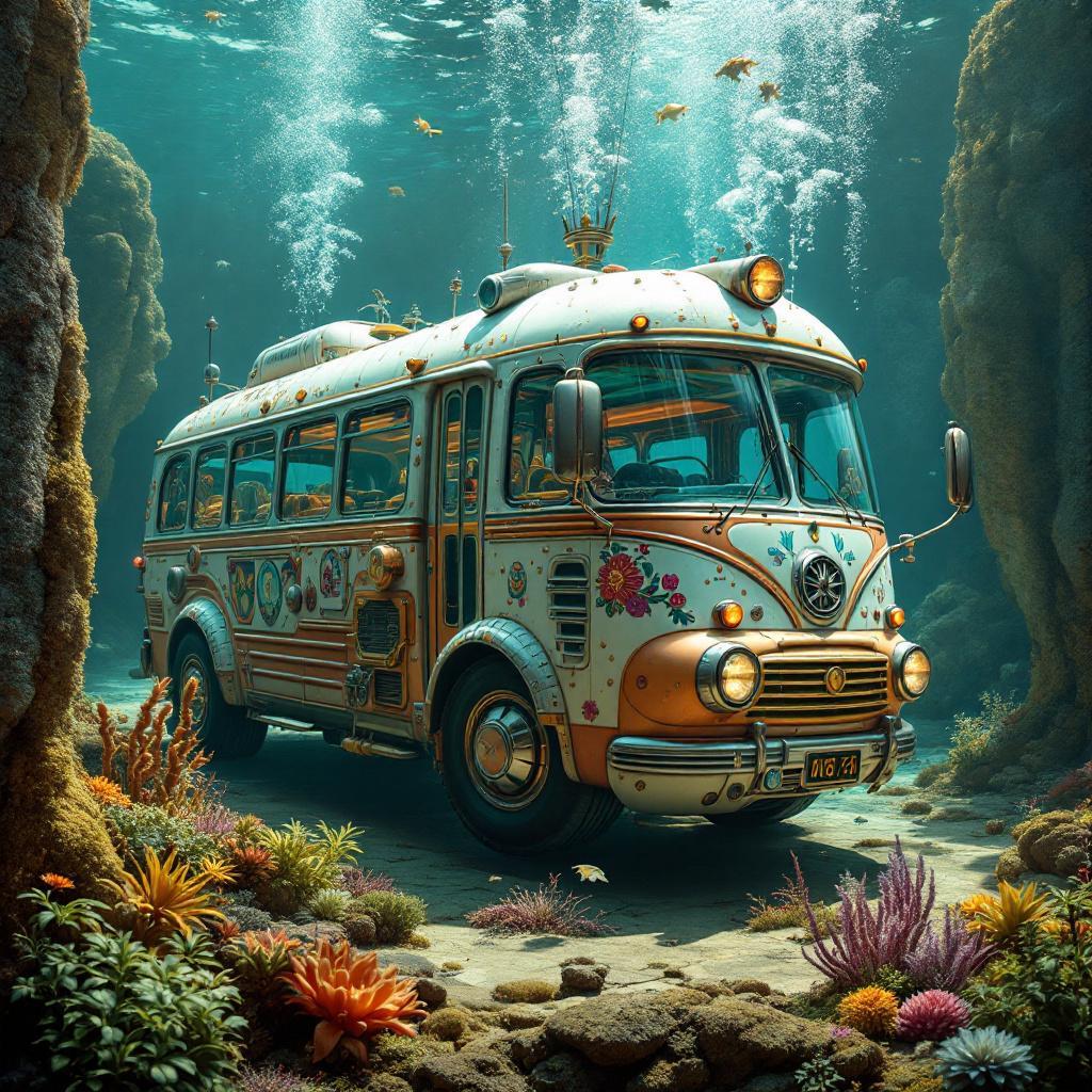 Free retro futuristic bus AI Image | 10495458