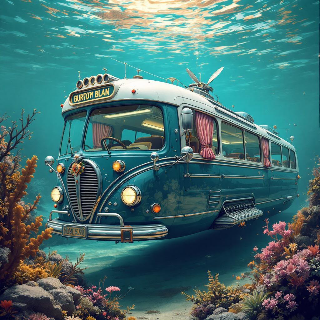 Free retro futuristic bus AI Image | 10495473