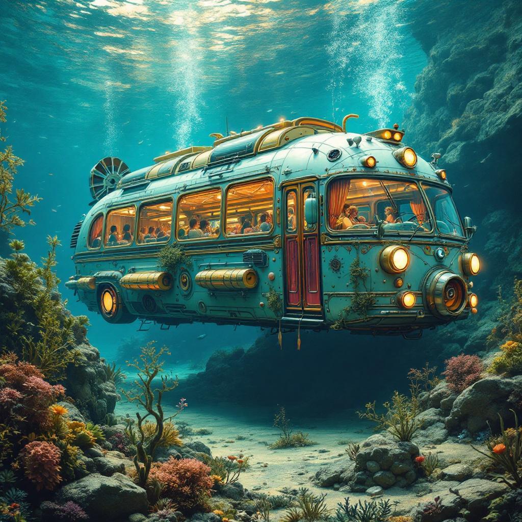 Free retro futuristic bus AI Image | 10495476