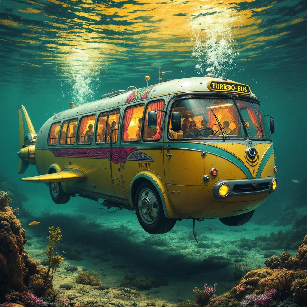Free retro futuristic bus AI Image | 10495478