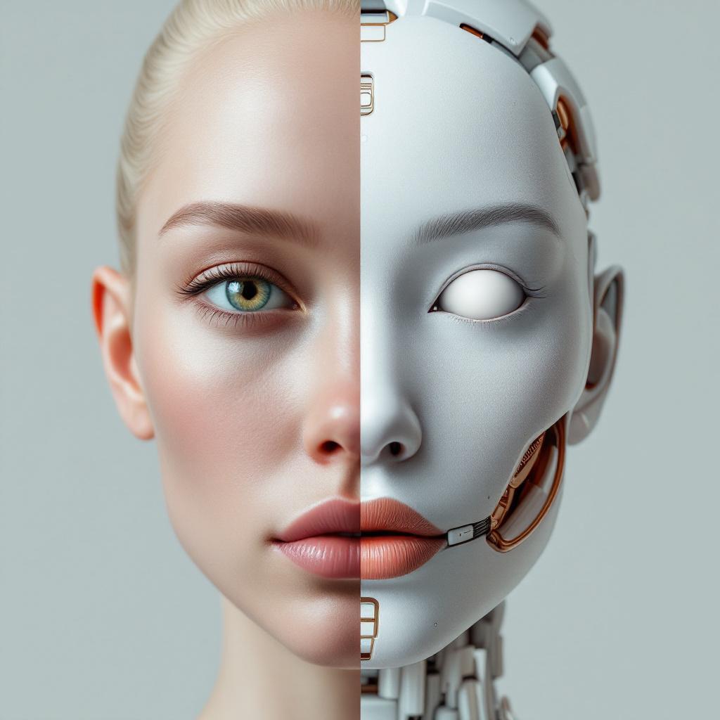Free human robot face AI Image | 10492026