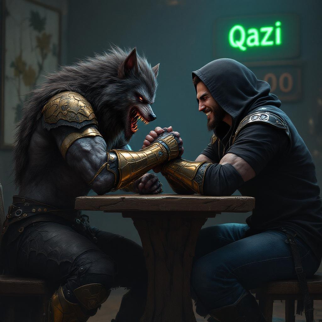 Free werewolf arm wrestling AI Image | 10460312