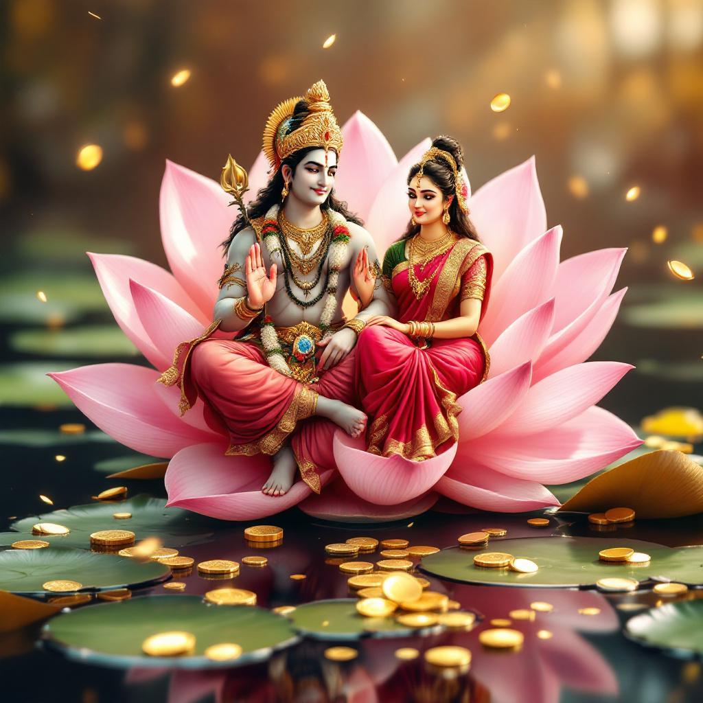 Free vishnuji laxmi AI Image | 10408346