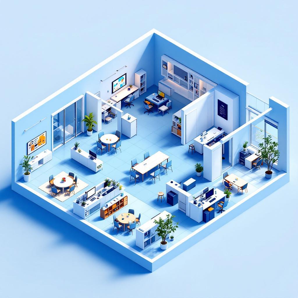 Free isometric office design AI Image | 10499942